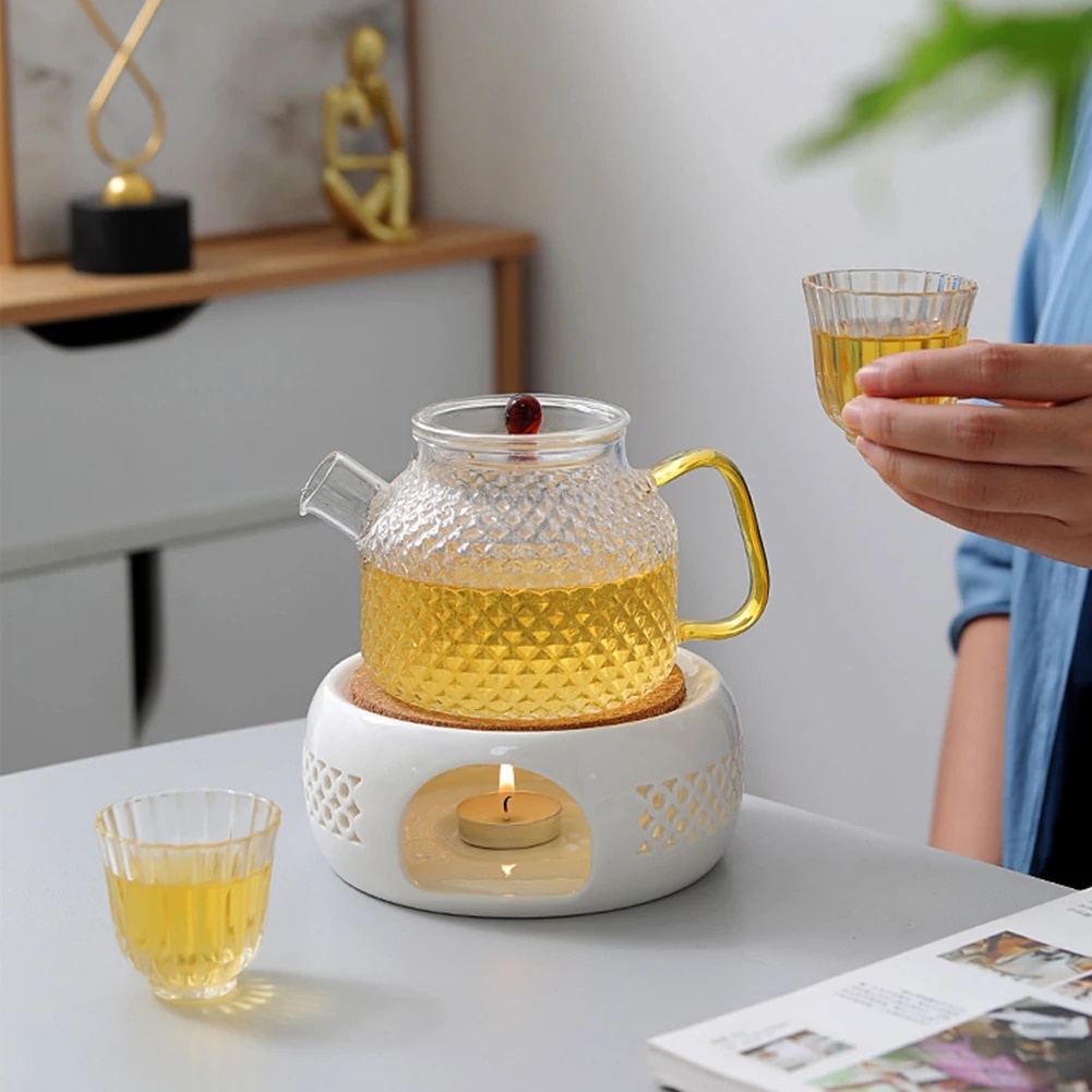 ♠Tea Water Warmer Teaware Teapot Ceramic Heating Base Holder Warmer ...