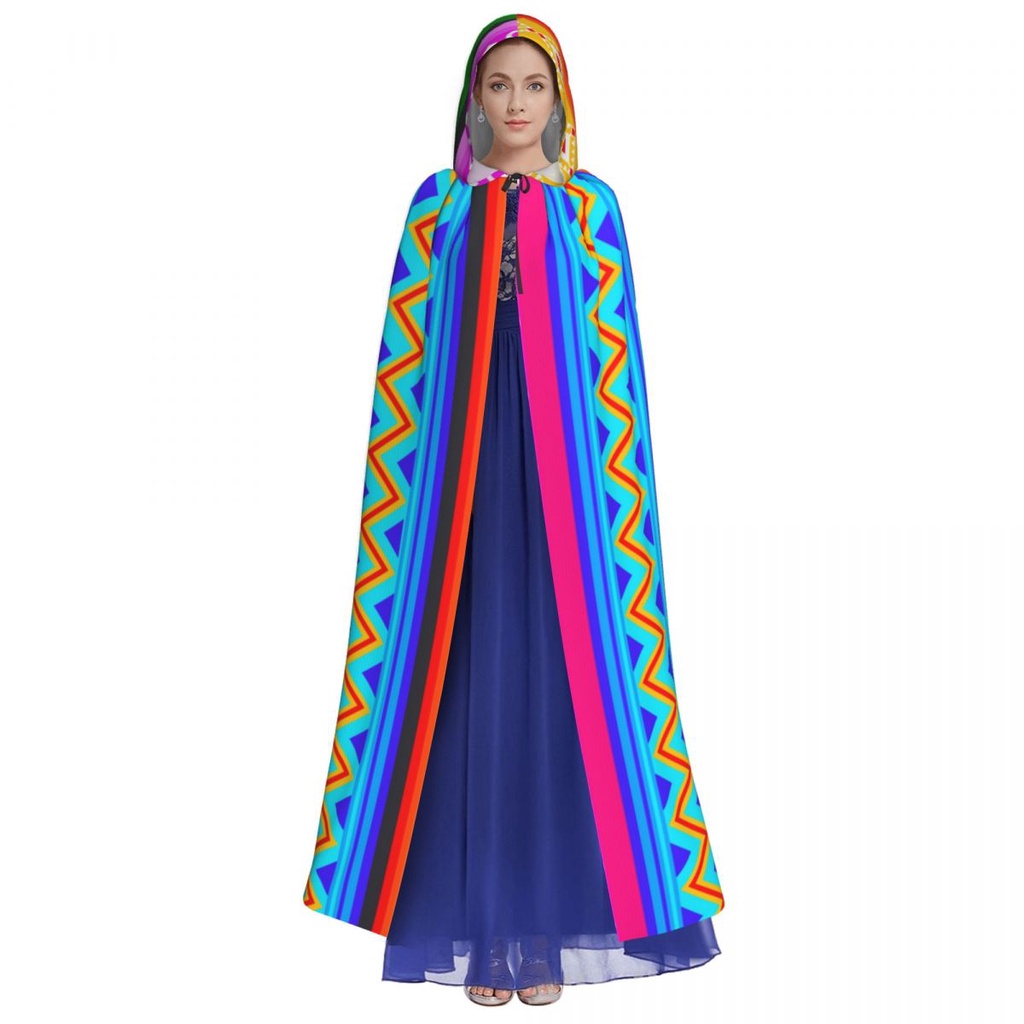 Witch Cloak Colorful Peruvian Pattern Halloween Cosplay Costume Unisex ...