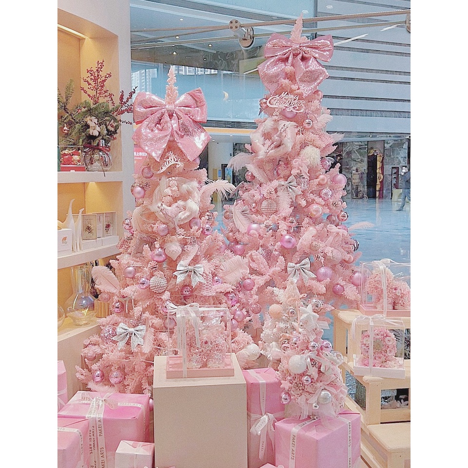 4FT 120cm Pink Pointed Snow Slim Christmas tree Flocking Christmas Tree ...