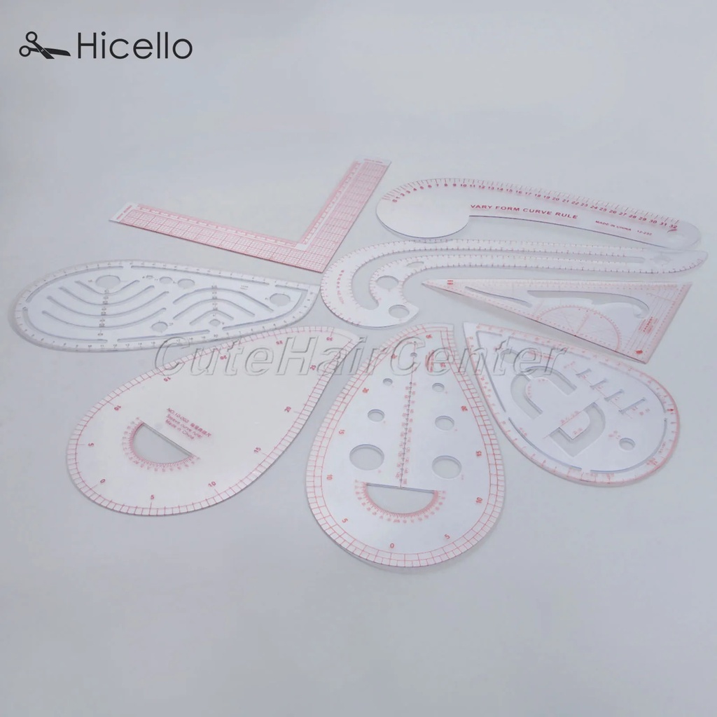 ☁8pcs/set Sewing Ruler Tailor Curve Ruler Plastic Cutting Clothing 8 ...