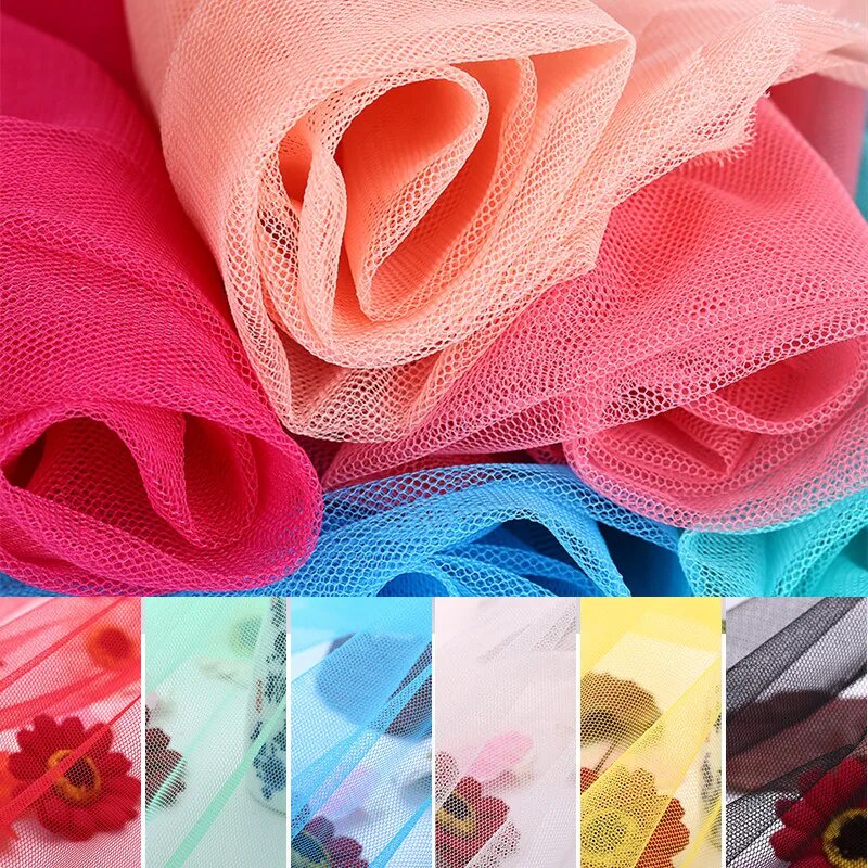 Soft Tulle Fabric Hexagonal Net Encryption Gauze Polyester Mesh Fabric ...