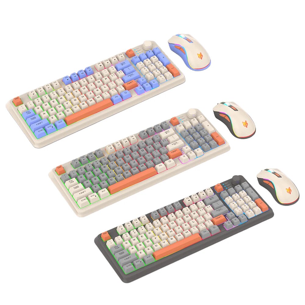 ♠K82 Luminous Keyboard Gaming Keyboard USB Port with Mouse Mechanical ...