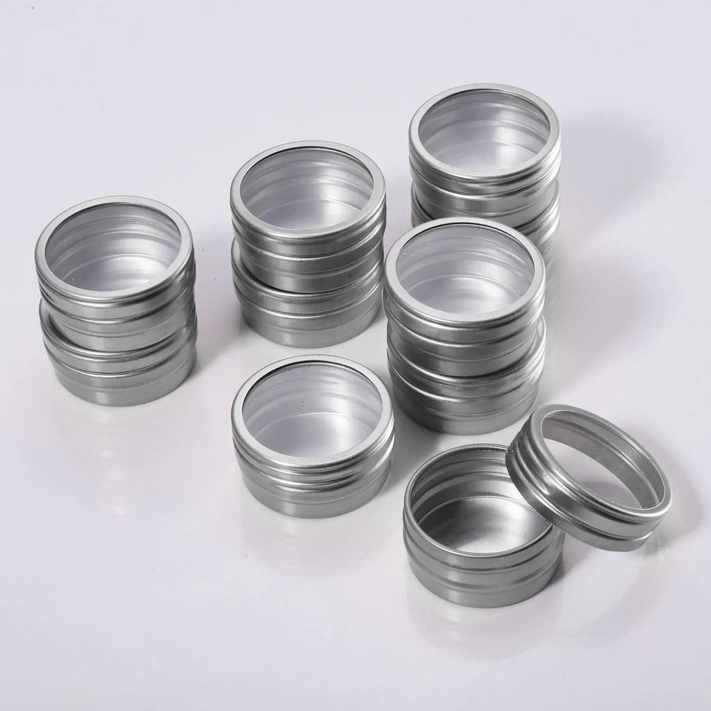 【10Pcs Aluminum Empty Containers Metal Tin Cans with Clear Screw Lids ...