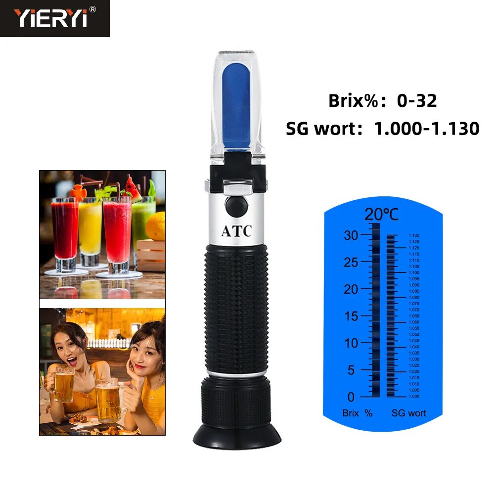 -yieryi Beer Wort Wine Refractometer Brix Brewing Refractometer Dual Scale - Specific Gravity 1 ...
