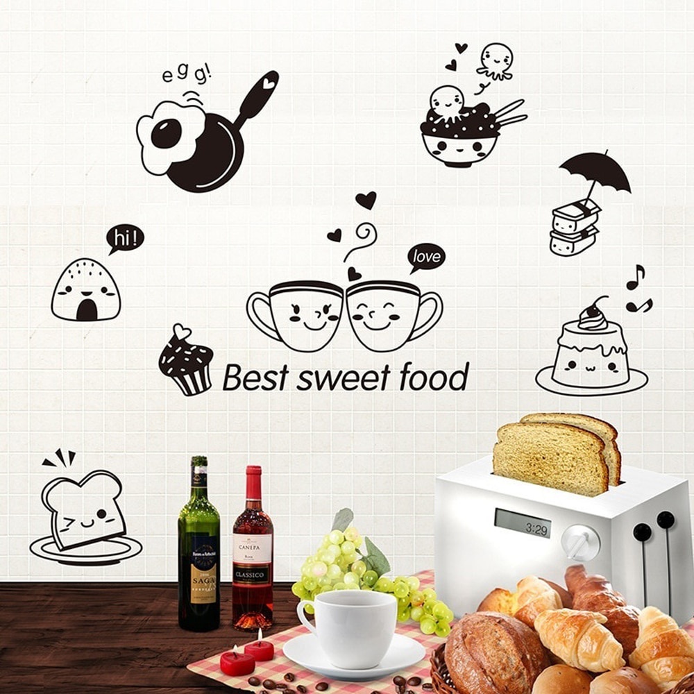 Kitchen Wall Stickers Coffee Sweet Food DIY Wall Art Decal Decoration ...