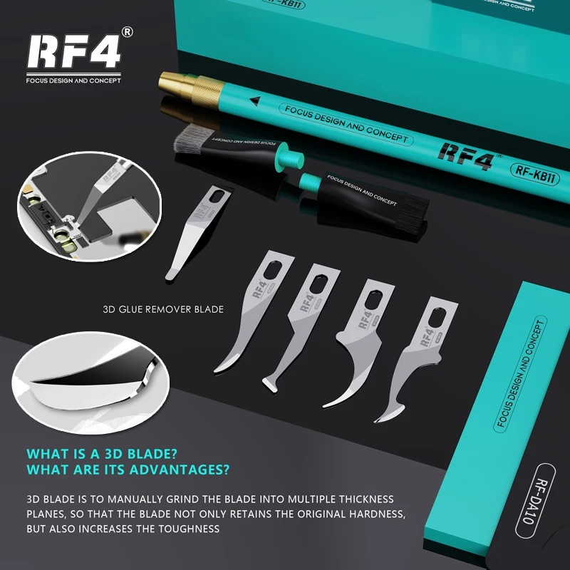 유RF4 RF-KB11 3D Blade and Glue Removal Brush Tin Scraping Chip CPU IC Hard Disk Layered Knife Ed ...