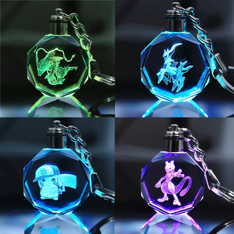 3d Crystal Toys Pokemon Action Figure Pokeball Crystal Keychain Gengar ...