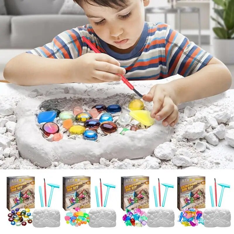 ~Gem Digging Kit For Kid Gemstones Mining Tool STEM Science Educational ...