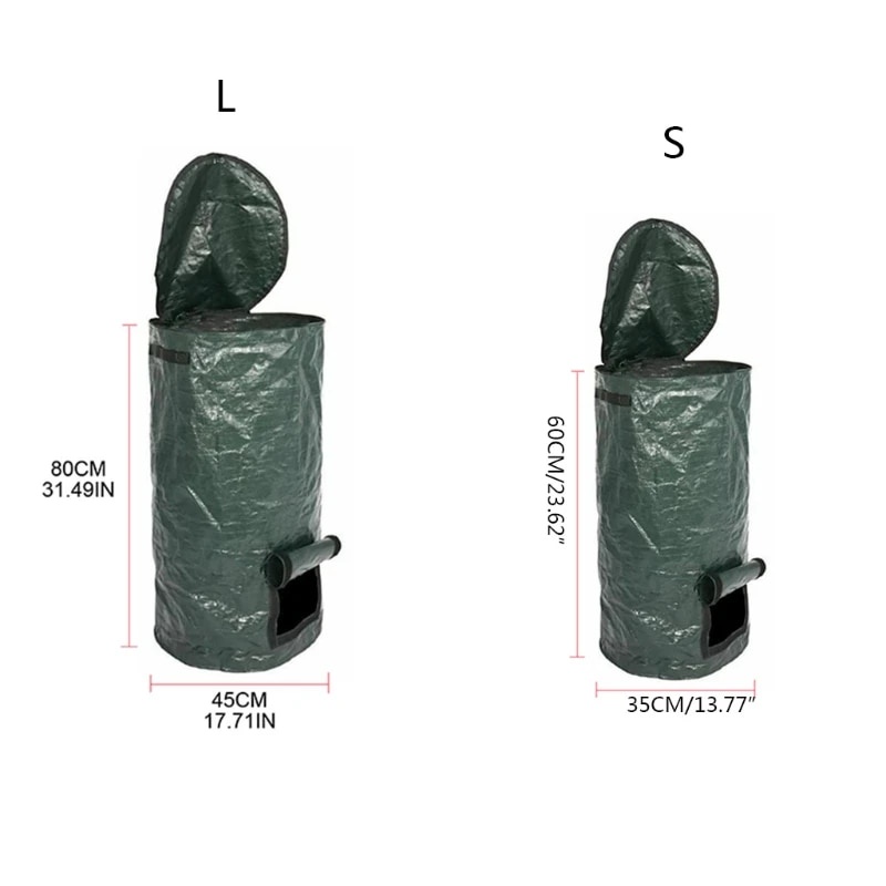 1 Pc Collapsible Garden Yard Compost Bag with Lid Environmental Organic ...