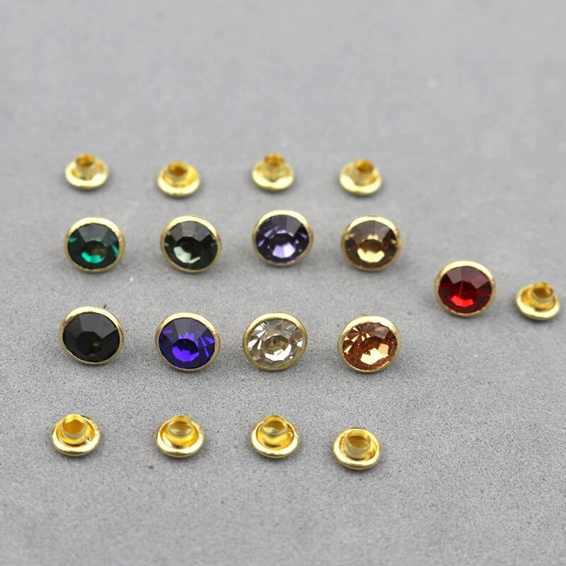30-100Sets Crystal Rhinestone Rivets Diamante Studs DIY Crafts Hair ...