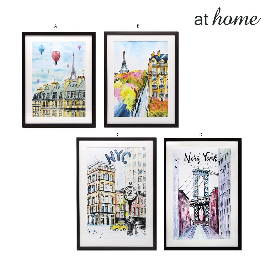 At Home Colorful Paris & New York Nordic Wall Frame Ready to Hang Wall ...