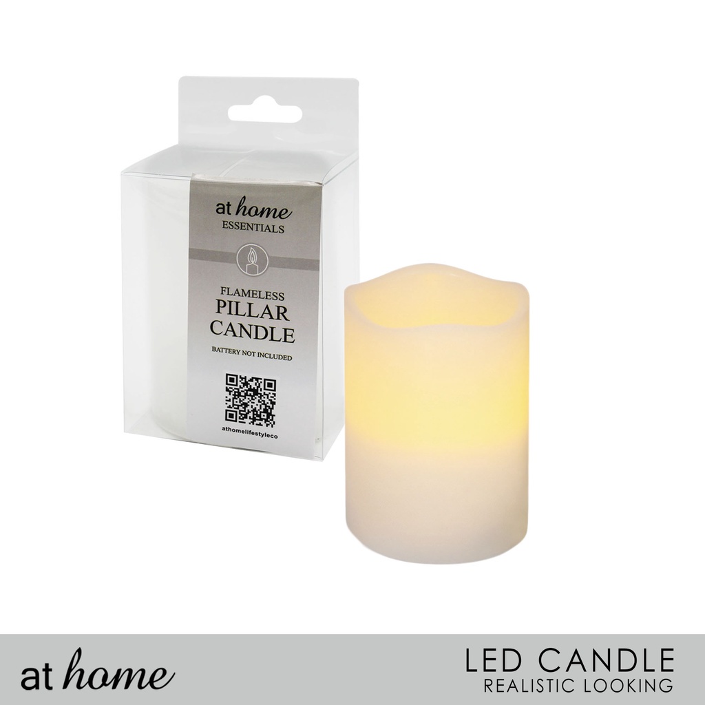 At Home Flickering Nordic Flameless LED Pillar Candle For Home Battery ...