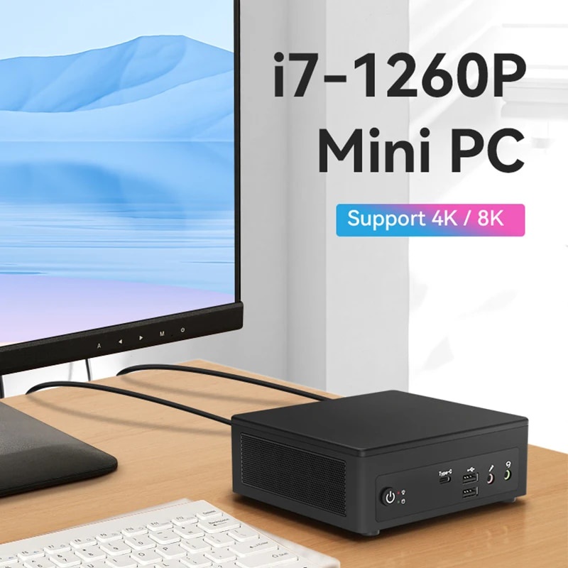 XCY Mini PC Intel Core i7-1260P Dual DDR4 32GB RAM M.2 SSD 1TB Windows ...
