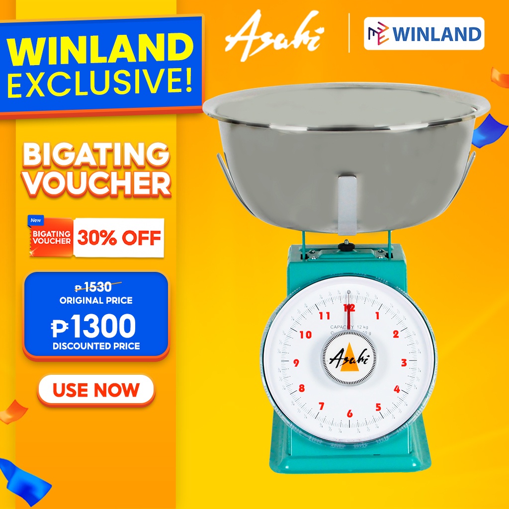 Asahi by Winland Spring Dial Weighing Scale 12kg Aluminum Pan PS-120 | Shopee Philippines