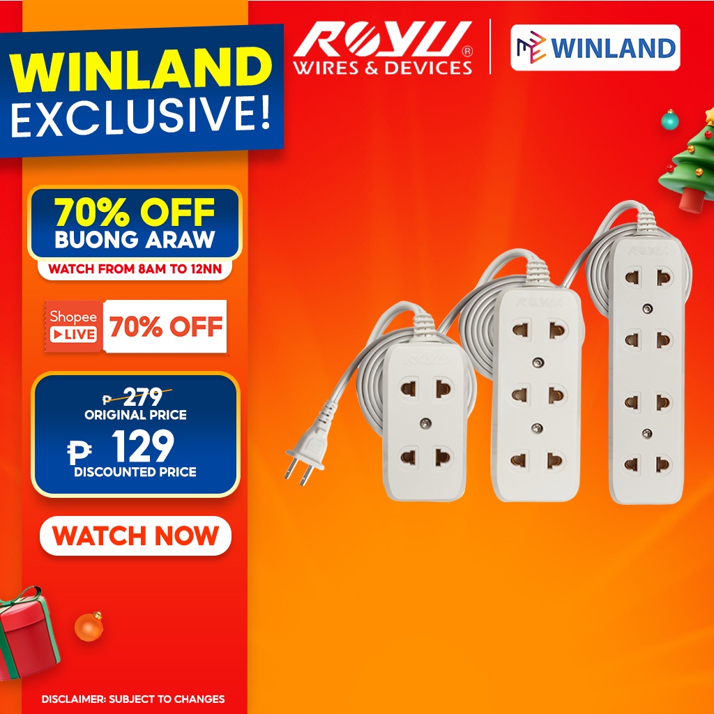 Royu by Winland 2-4 Gang Universal Convenience Outlet Extension Cord ...