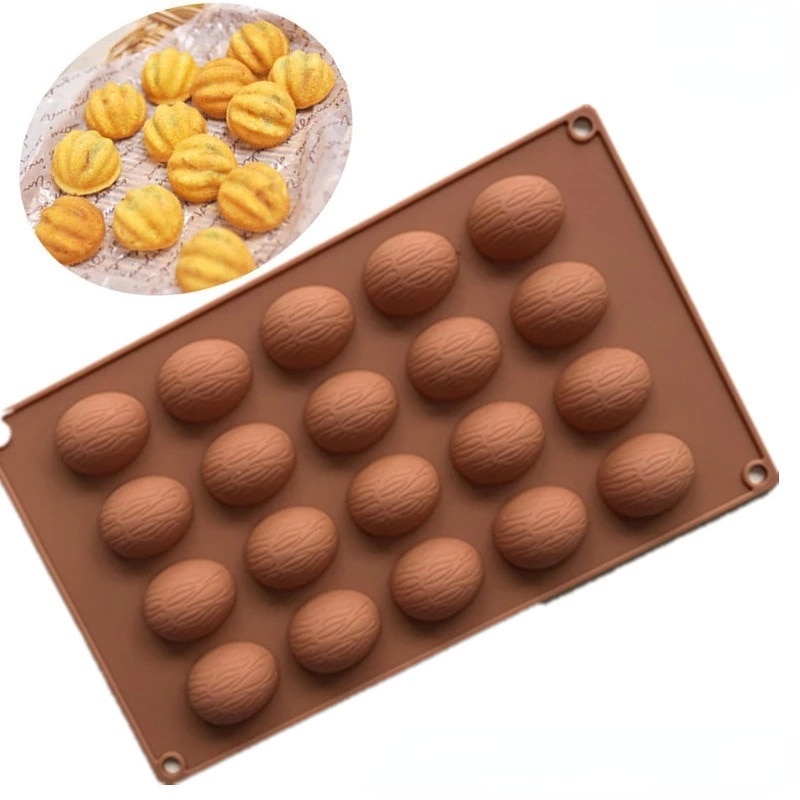 20 Holes Walnuts Nuts Shape Chocoalte Silicone Mold Fondant Cake Baking ...