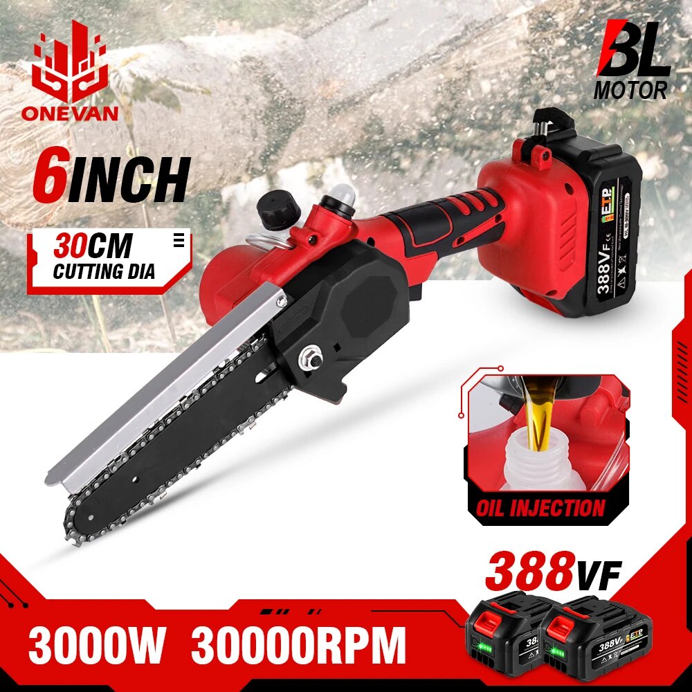 6 Inch 30000RPM Brushless Electric Saw Handheld Cordless Garden Logging ...