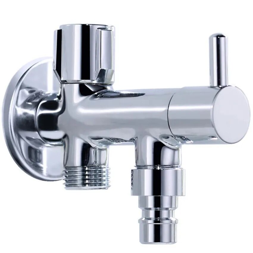 3-Way Angle Stop Valve Shut Off Quarter Turn Water Bathroom Kitchen ...