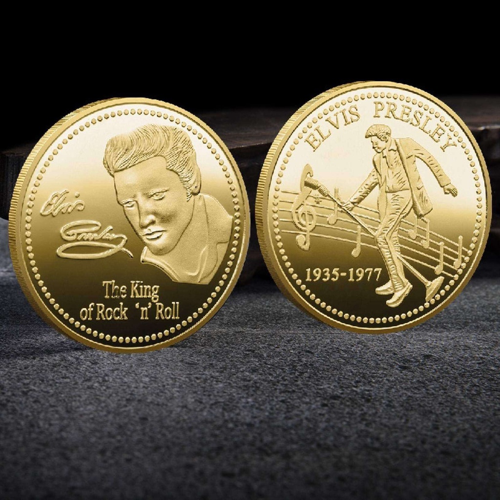 cod Elvis Presley Silver Gold Commemorative Coin Limited Edition 1935-1977 The King Of Rock ‘N ...