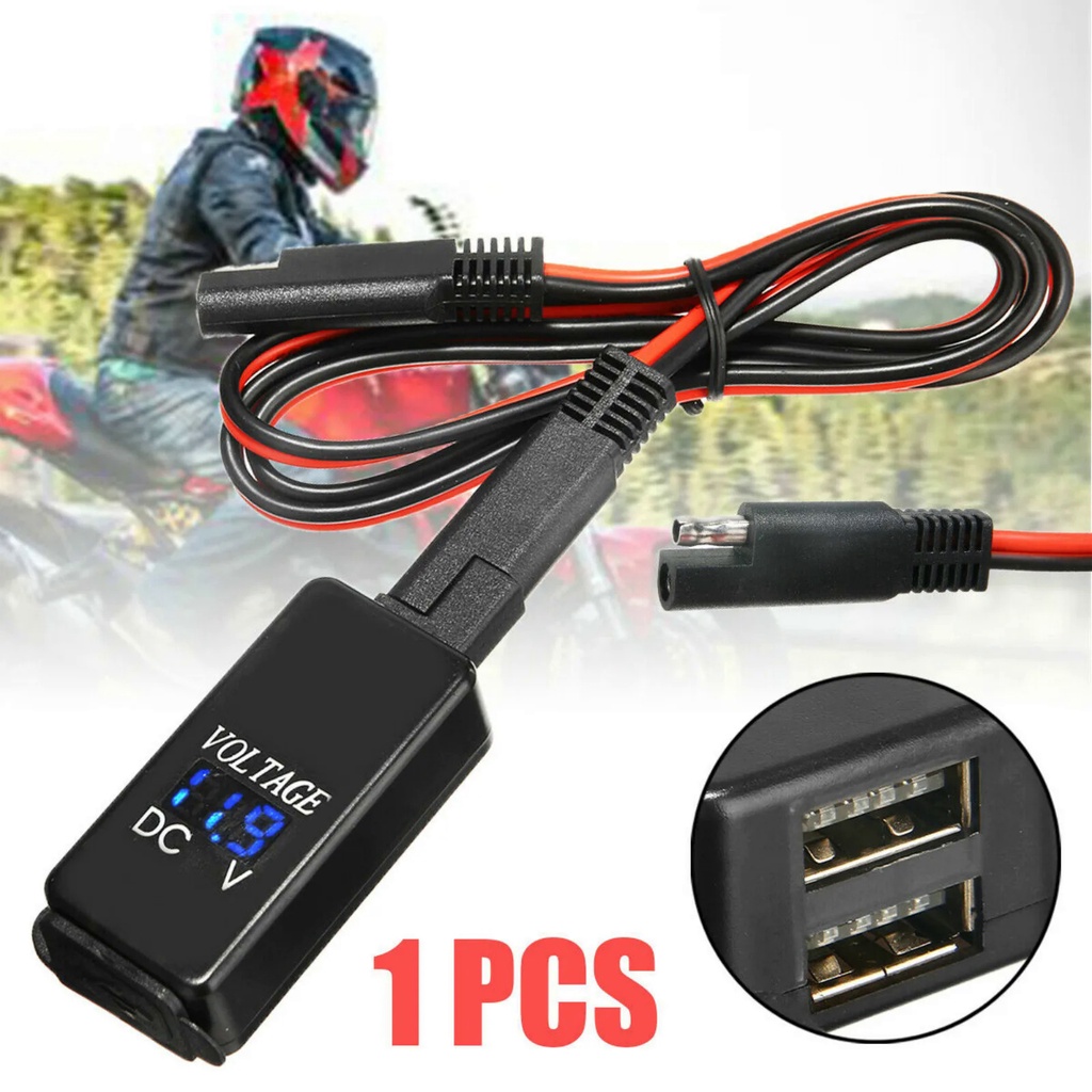 Motorcycle SAE to USB Cable Adaptor Voltmeter USB Charger Waterproof ...