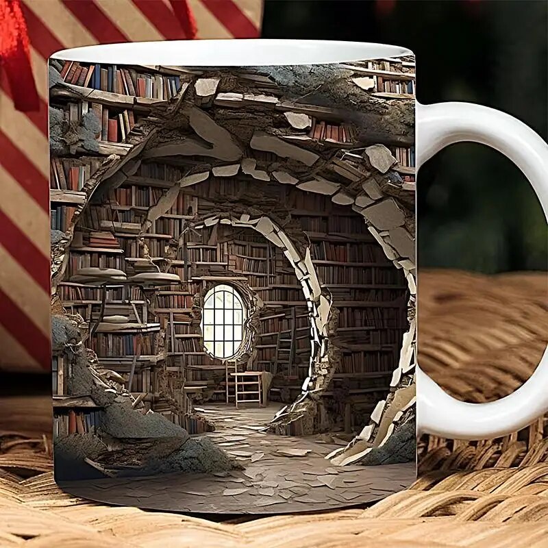Ceramic 3D Bookshelf Mug A Library Shelf Cup Creative Space Design ...