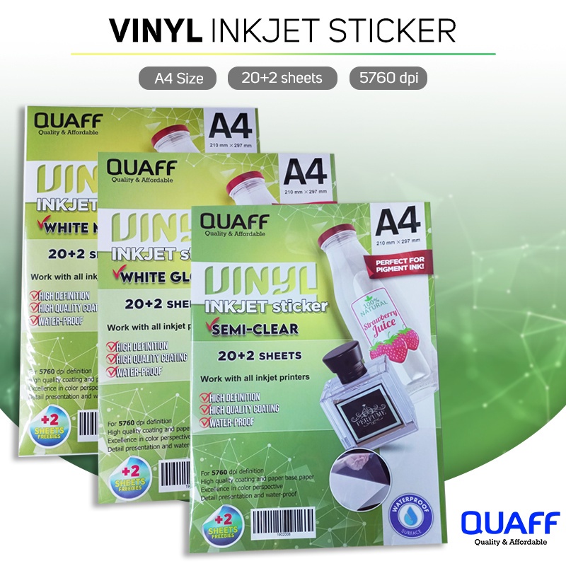 Quaff Vinyl Inkjet Sticker Waterproof Semi-Clear / Matte / Glossy ...