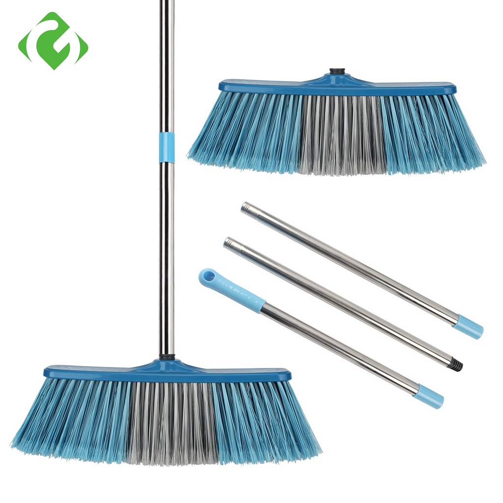 Big Floor Cleaning Broom Adjustable Long Handle Stiff Bristle Grout ...