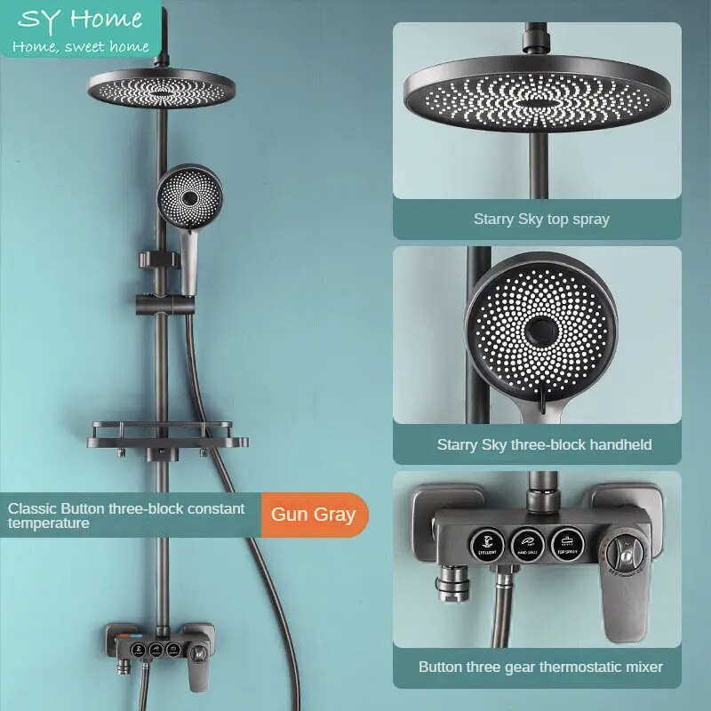 Piano Digital Bathroom Set Intelligent Brass Bathroom Shower Faucet Set ...