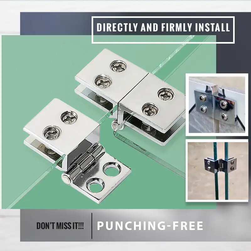 Punch-free Glass Hinges Furniture Cabinet Support Connector Door Hinge ...