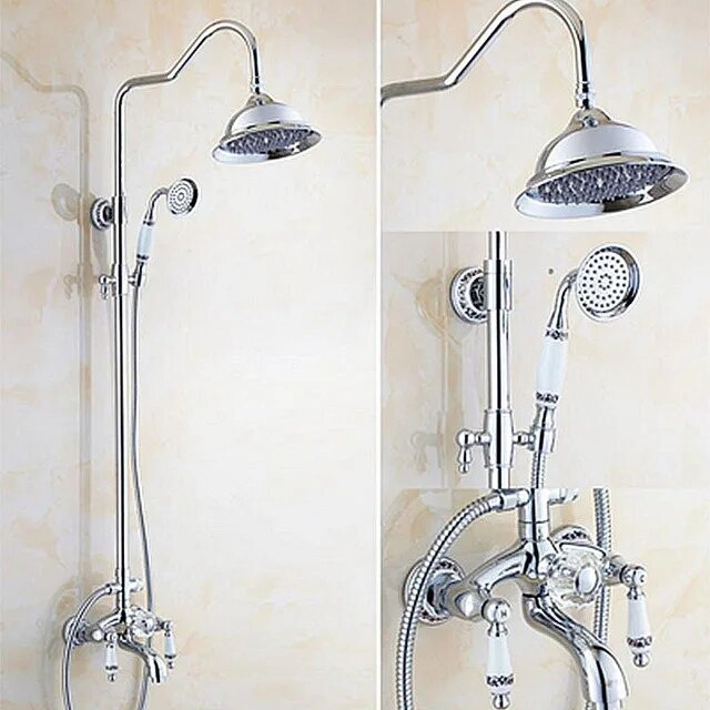 Luxury Bath Waterfall Shower Faucet Silver Shower Sets Chrome Sprinkle ...