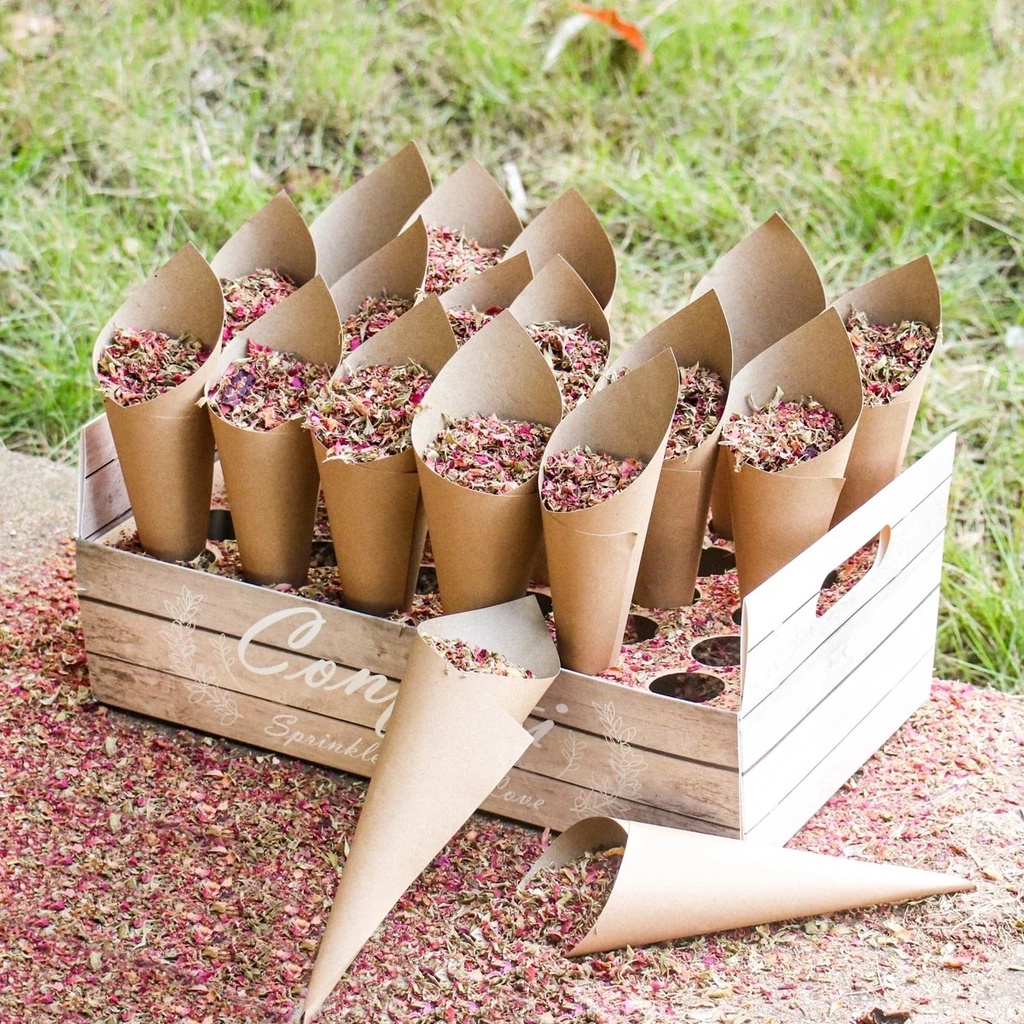 Wedding Kraft Paper Tray Confetti Cone Stand Box Tray For Wedding ...