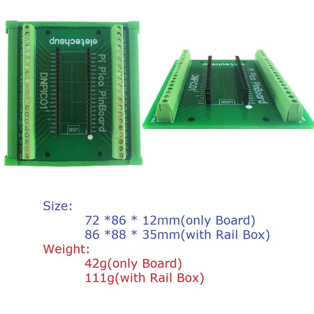 Pi Pico Screw Terminal Block Breakout DIN C35 PinBoard Module for ...