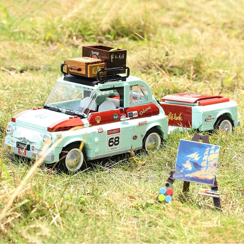 454 Technology Tourist Picnic Car Model Bricks MOC High-Tech Fiat 500 ...