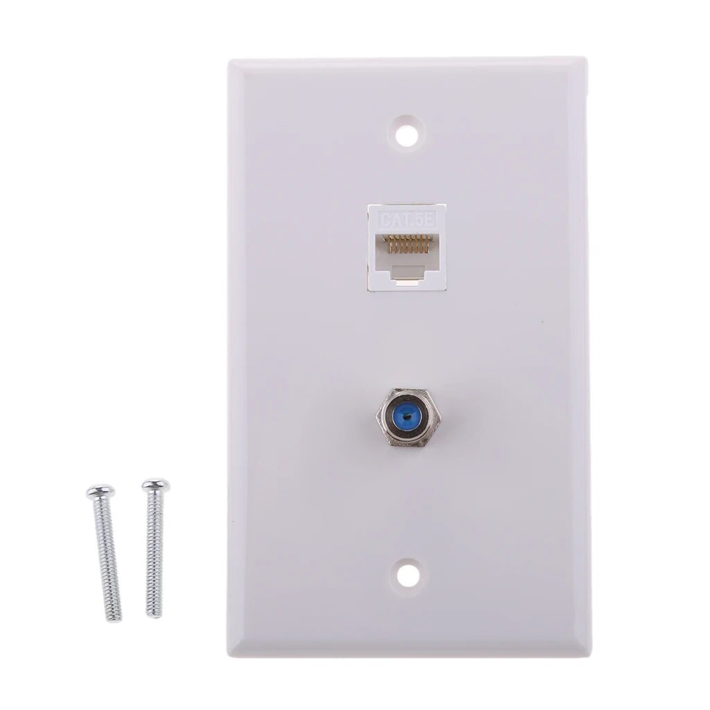 Ethernet Coax Wall Plate - Cat7 Coax Wall Plate with 1 Ethernet Port ...