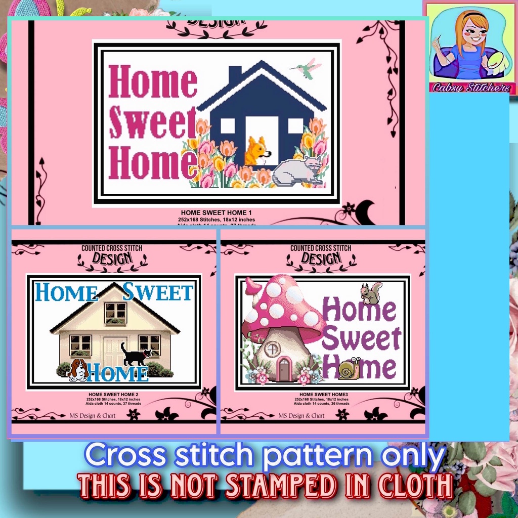 HOME SWEET HOME CROSS STITCH PATTERN ONLY choose designs at variation ...
