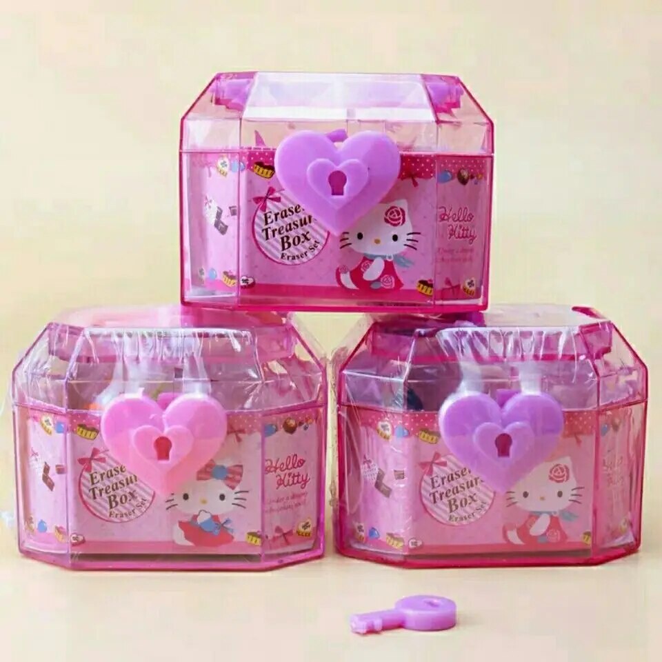 Hello Kitty Storage Box Cartoon Creative Cute Girl with Lock Treasure ...