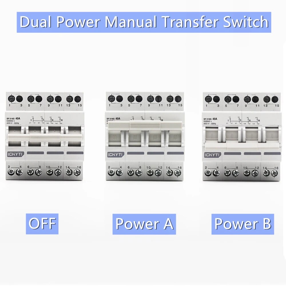 188 4P 40A MTS Dual Power Manual Transfer Switch Interlock Circuit ...
