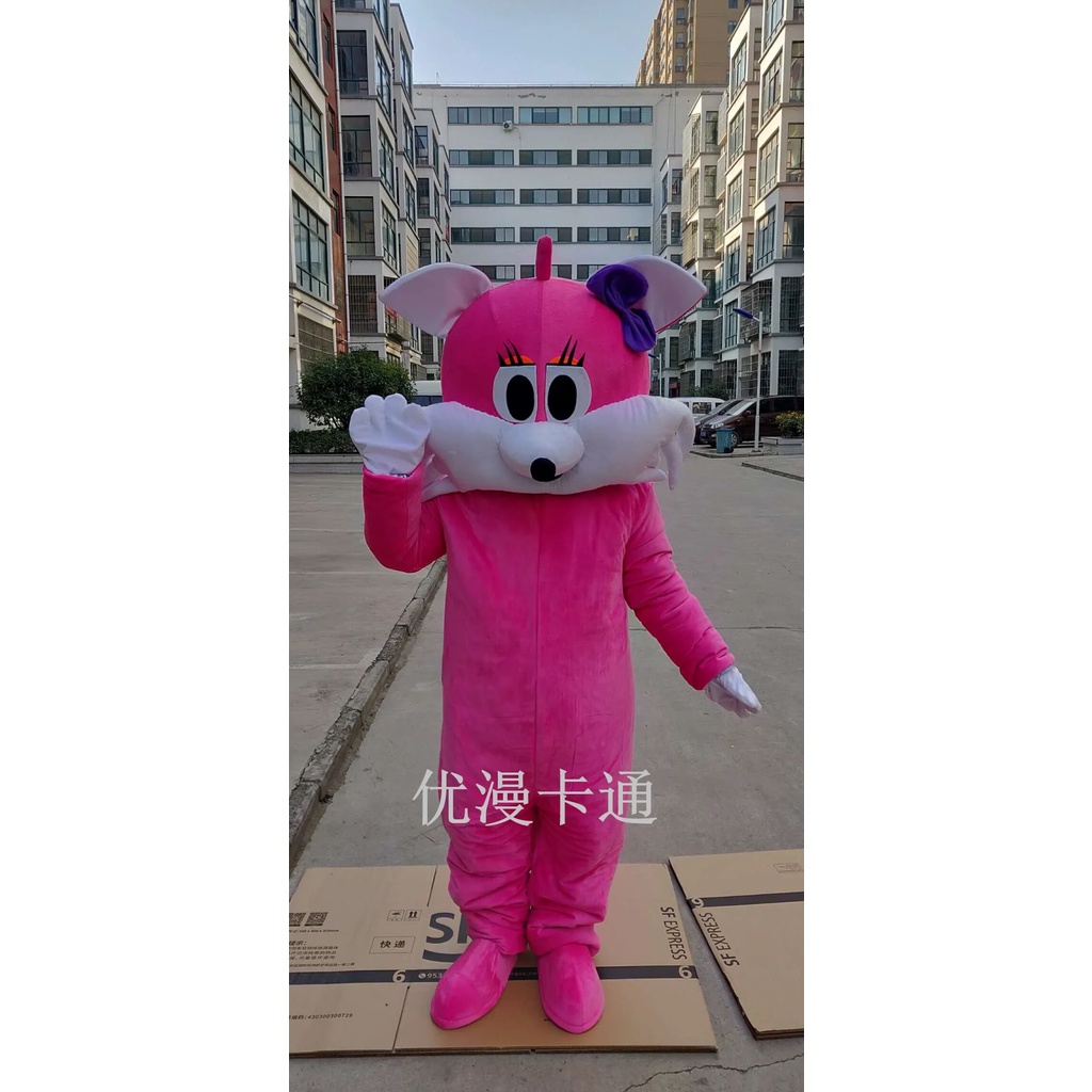 Pink Fox Mascot Costume Fursuit Adult Cartoon Character Fursuit Adult ...