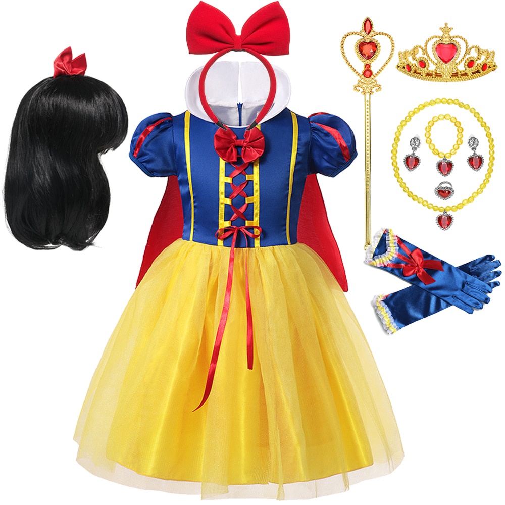 Fancy Snow White Girl Princess Dress with Cloak Costume Children ...