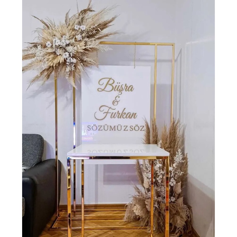 13f Shiny Gold Large Iron Stand Wedding Welcome Sign Billboard Flower ...
