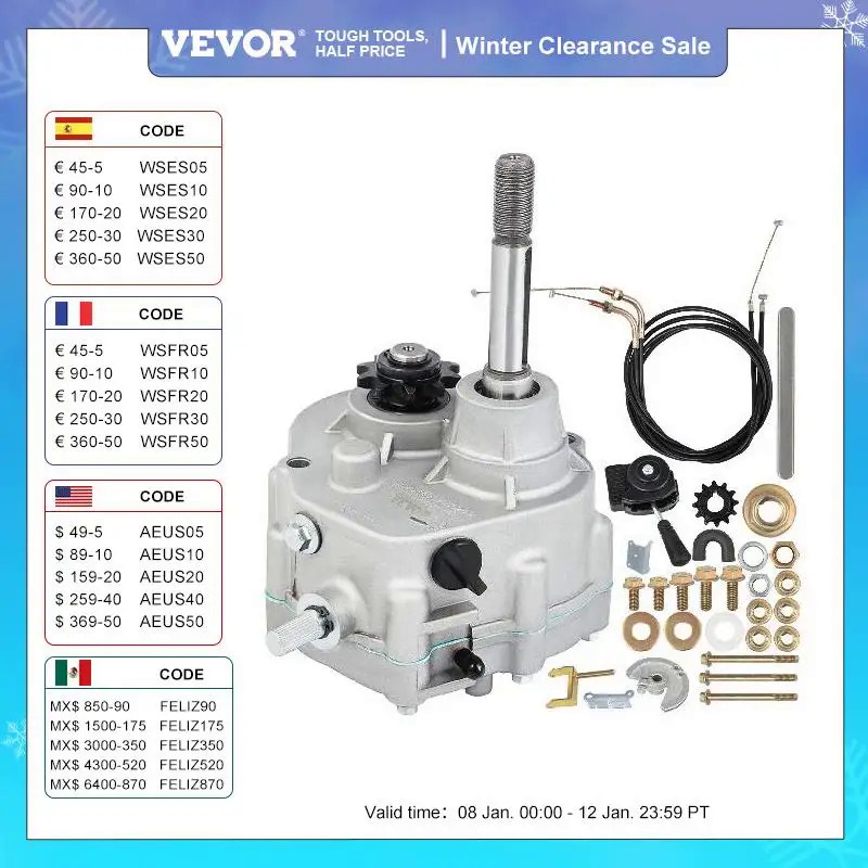 VEVOR Forward Reverse Gearbox With 3/16" Keyway 10T and 12T Sprocket ...