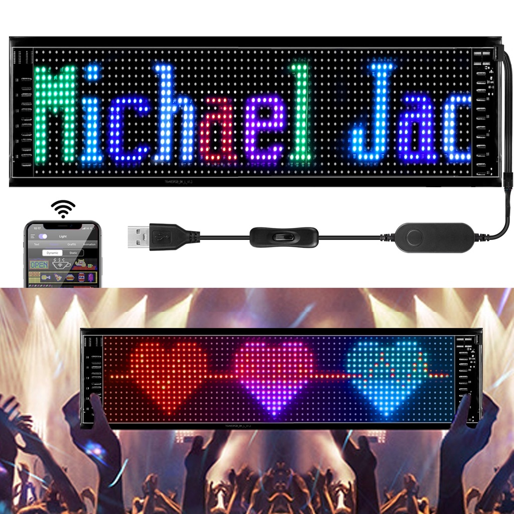 Smart Programmable LED Pixel Display Screen USB Bluetooth Advertising ...
