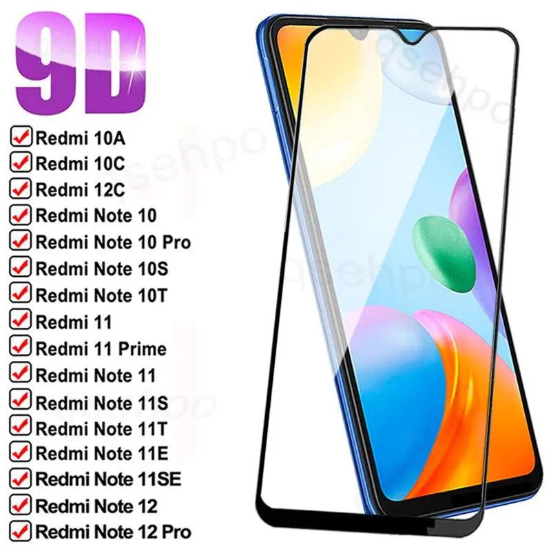 9D Tempered Glass For Xiaomi Redmi 12C 10A 10C 11 Prime Screen ...