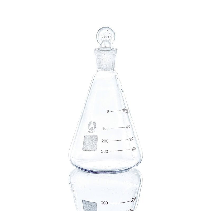 Lab graduated ground stopper glass erlenmeyer conical Flask triangle ...