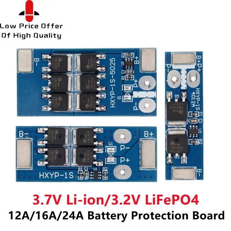 BMS 1S 12A 16A 24A 3.7V LiFePO4 Lithium Battery Protection Board 18650 4.2V Charging Voltage ...