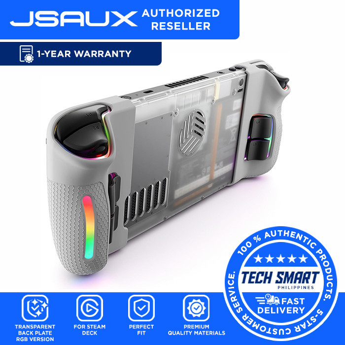 JSAUX Transparent Back Plate RGB Version Compatible for Steam Deck, DIY Clear Edition ...