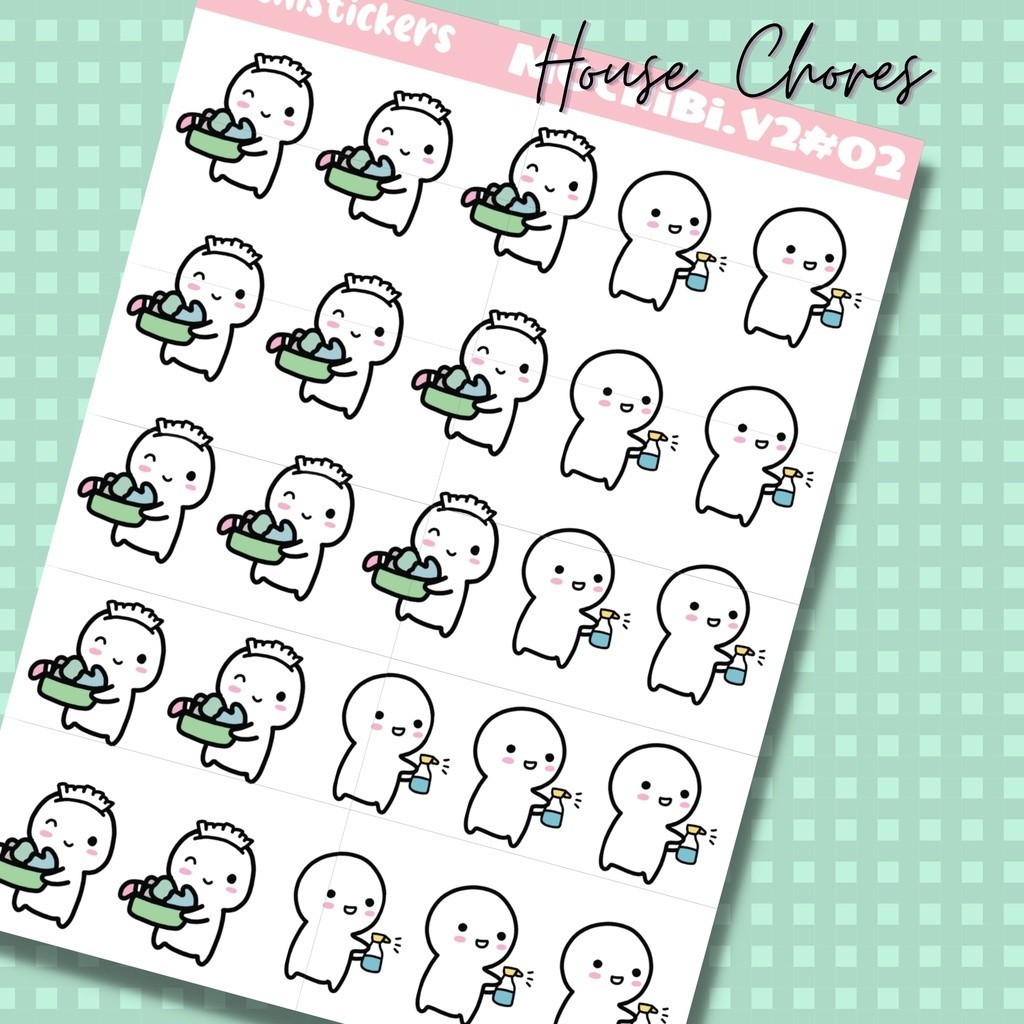 HOUSE CHORES 2 MOCHIBI - PLANNER STICKERS | Shopee Philippines