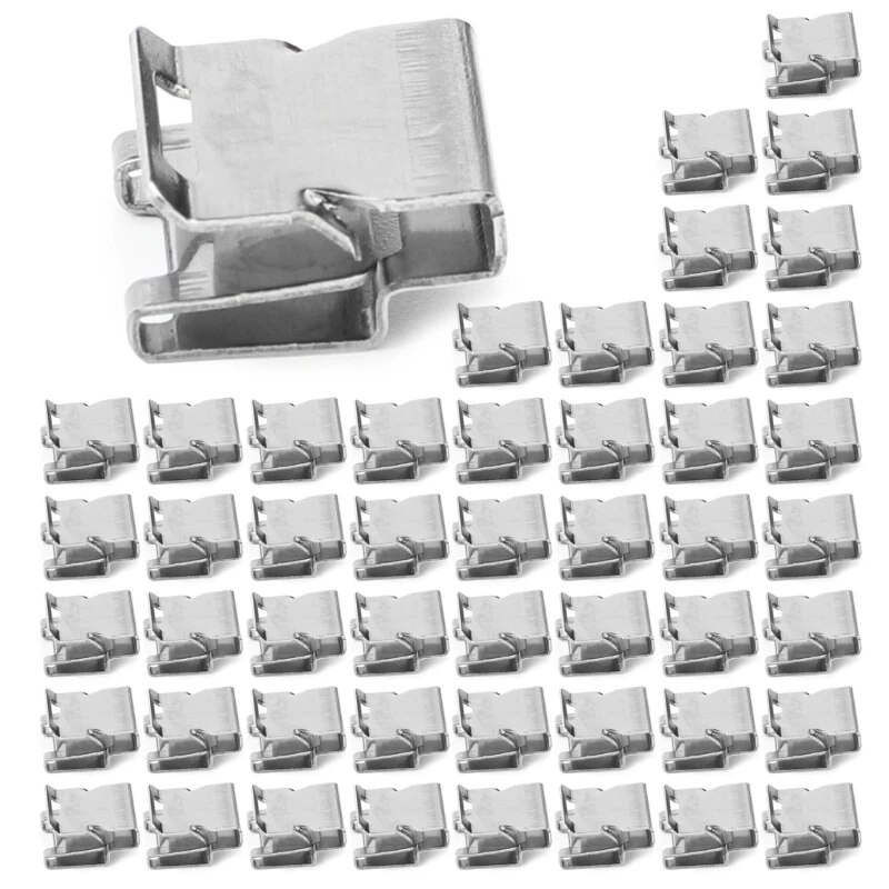 ☁50 Pack Edge Clips Stainless Steel Solar Cable Value Pack Cable Tie PV ...