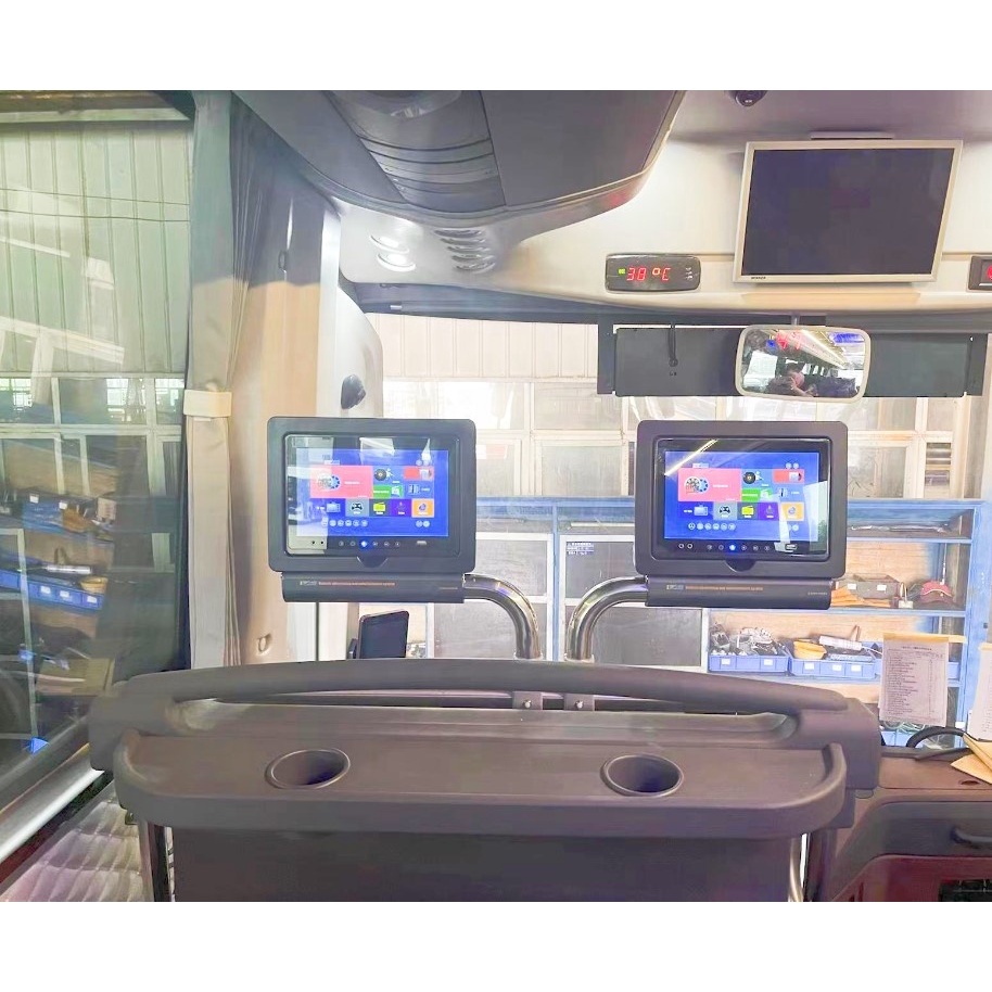 Luxury Bus Seat Headrest Monitors The First Row of VOD Mounting Rods ...