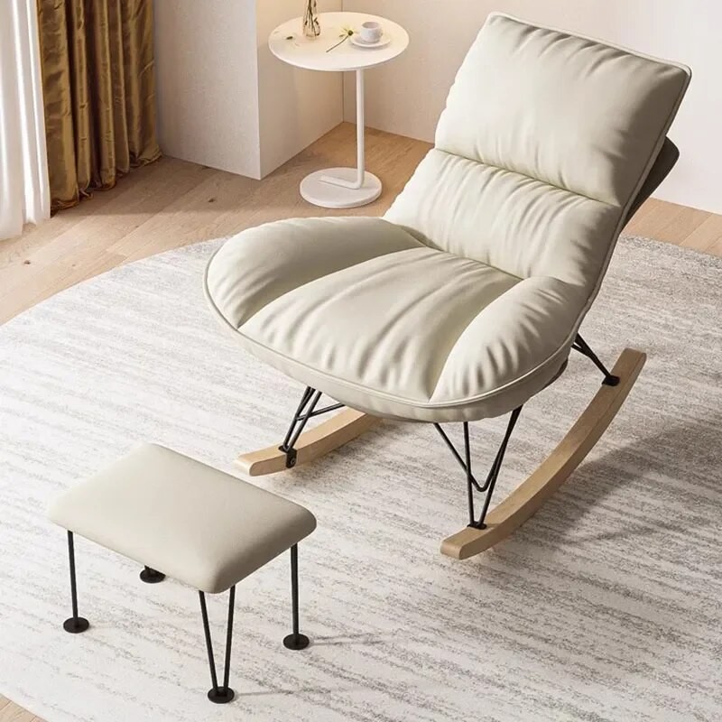 Minimalist Rocking Chairs Adults Modern Leather Floor Chairs Lounge ...